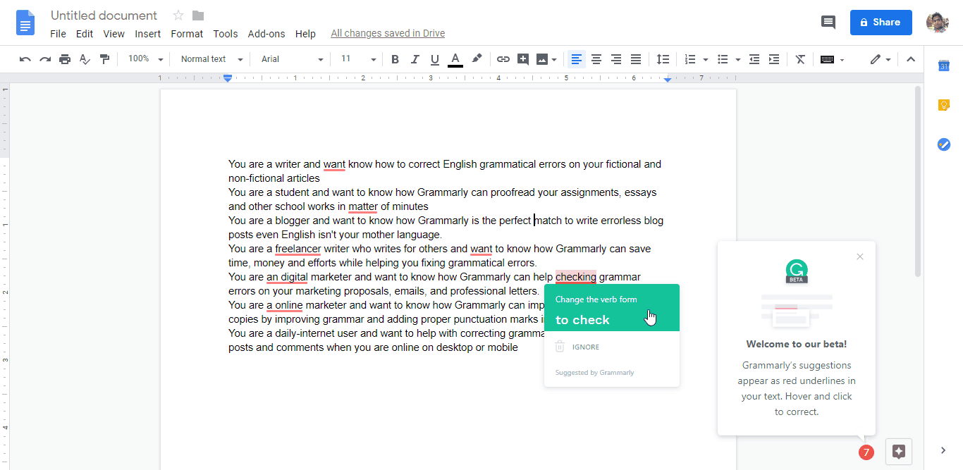 Savelistrik Google Docs Grammar Check Addon